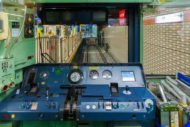 Interior of Control Cabin with Dashboards on a Japanese Train Editorial ...