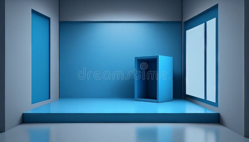 Interior Corner Wall Room Blue 3d Background of Abstract Window Light ...