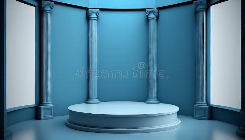 Interior Corner Wall Room Blue 3d Background of Abstract Window Light ...