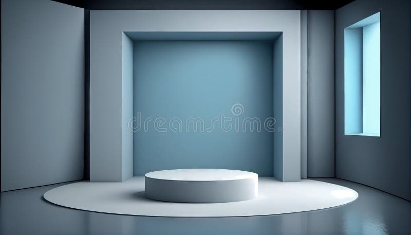 Interior Corner Wall Room Blue 3d Background of Abstract Window Light ...