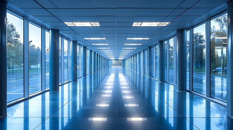 Interior of a Corridor in a Modern Office Building. Eco-friendly Office ...