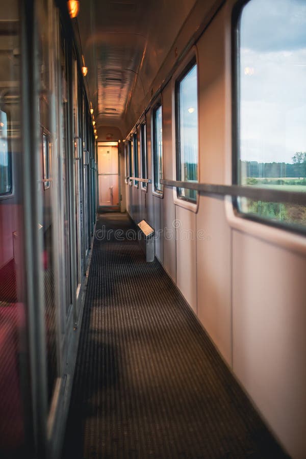 Interior Corridor of a Running Train Stock Image - Image of railcar ...