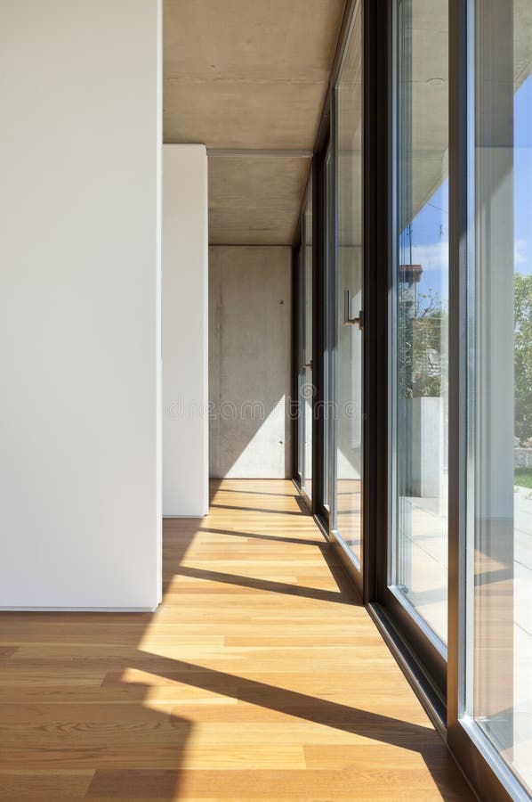Interior, Corridor and Windows Stock Image - Image of house, material ...