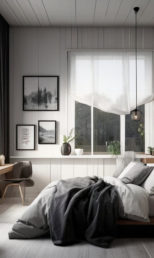 Interior of a Cozy Contemporary Bedroom Stock Photo - Image of mock ...