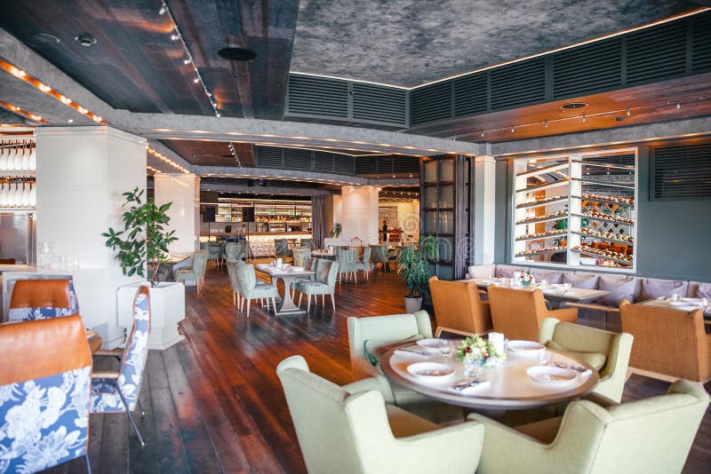 Interior of Cozy Luxury Restaurant with Original Design Stock Photo ...