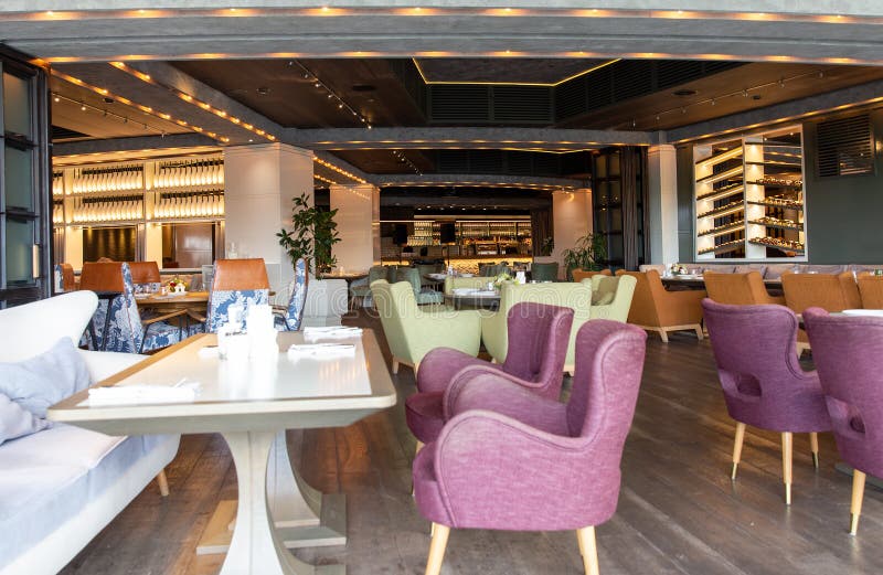 Interior of Cozy Luxury Restaurant with Original Design Stock Photo ...