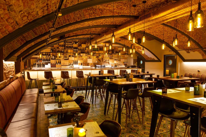 Interior of Cozy Restaurant in Modern Style Stock Photo - Image of ...