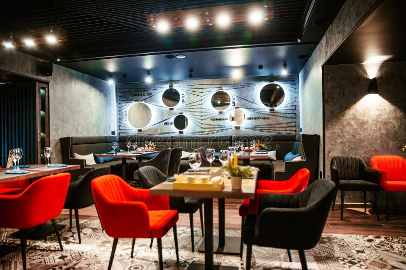Interior of Cozy Modern Restaurant in Light, Soothing Colors with an ...