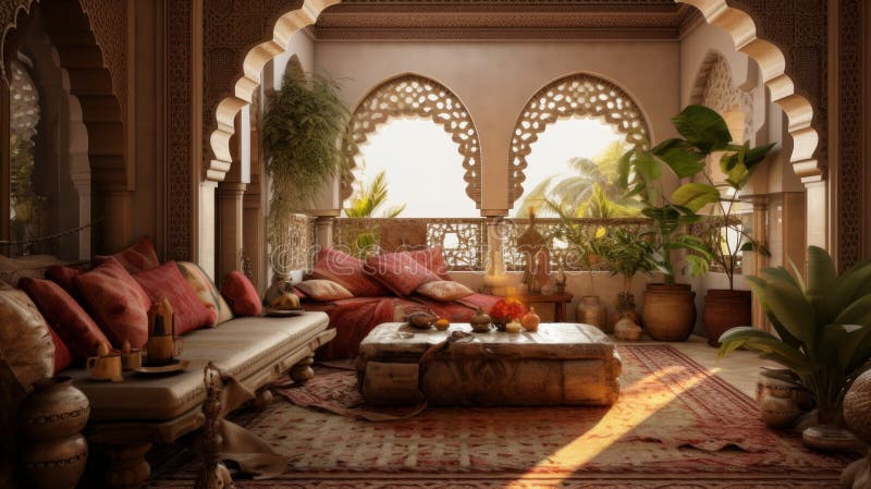 Interior of a Cozy Room in Arabic Style Stock Image - Image of panorama ...