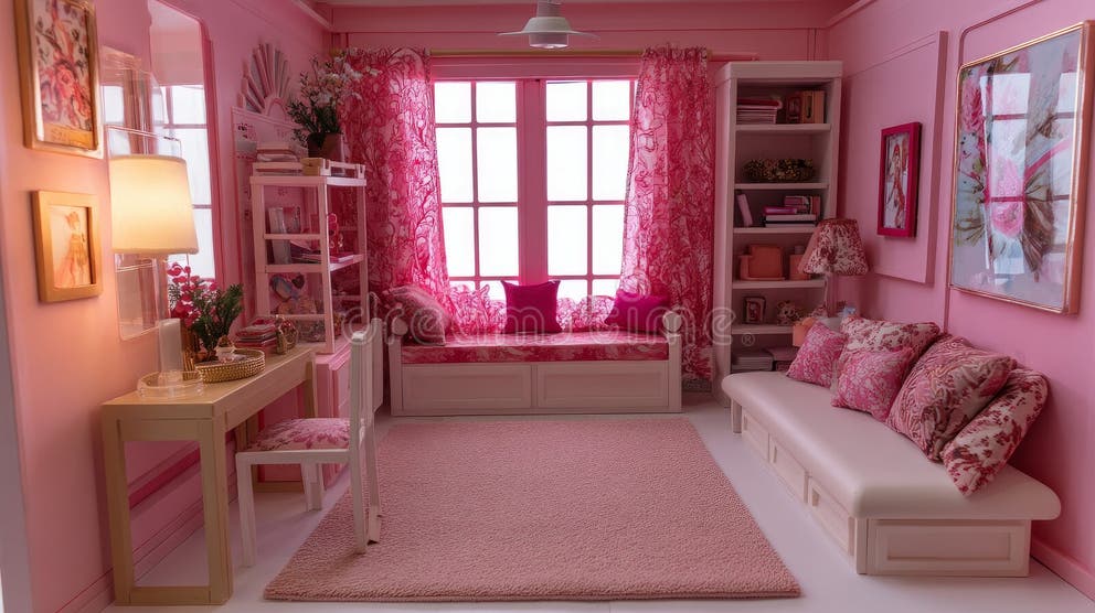 Interior of a Cozy Room in Barbie Style Stock Image - Image of handsome ...