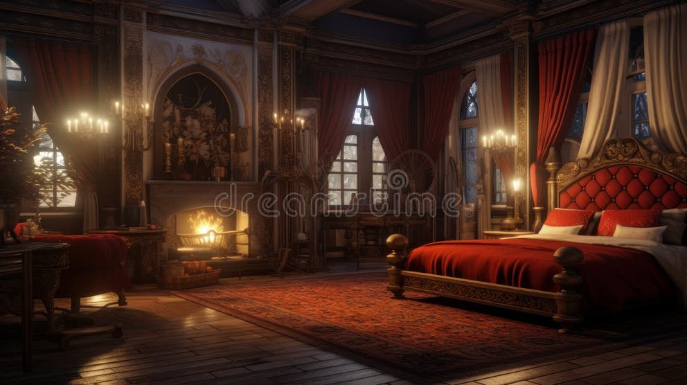 Interior of a Cozy Room in Renaissance Style. Stock Image - Image of ...