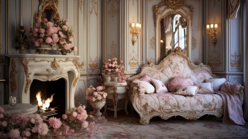 Interior of a Cozy Room in Rococo Style Stock Image - Image of ...
