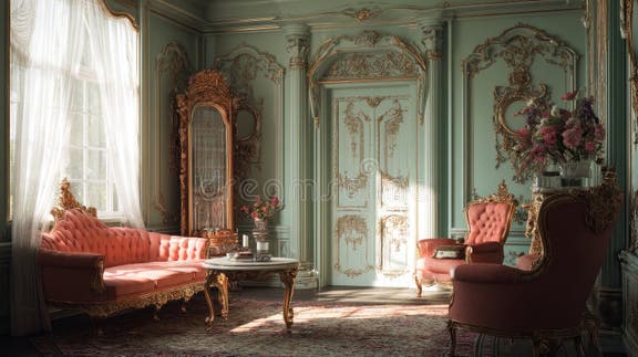 Interior of a Cozy Room in Rococo Style Stock Image - Image of design ...