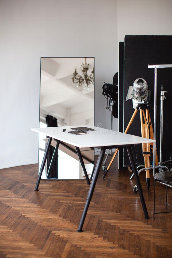The Interior of the Creative Workshop. Table and Mirror Stock Image ...