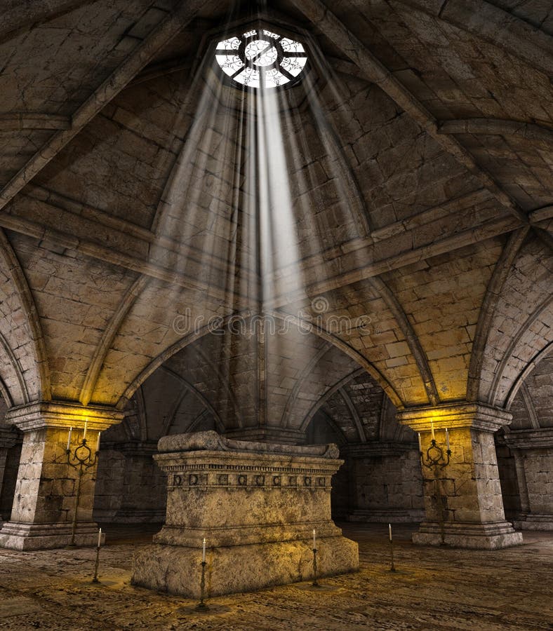 Interior of a Creepy Abandoned Old Crypt, Magical Burial Chamber Stock ...