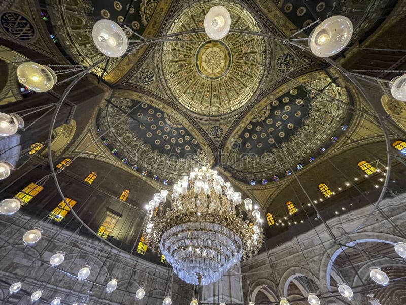 Interior of the Crystal Mosque, Cairo. Stock Photo - Image of building ...