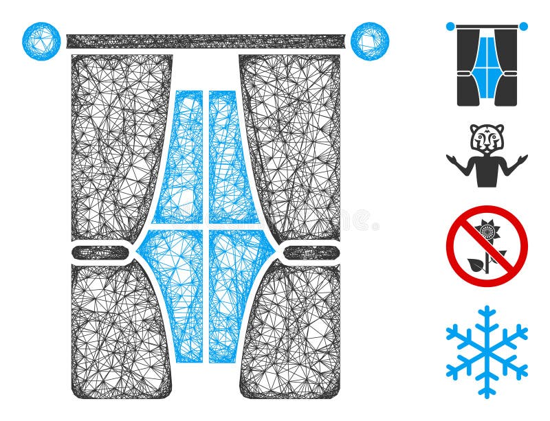 Interior Curtains Web Vector Mesh Illustration Stock Illustration ...