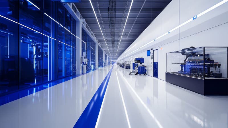 Interior of a Semiconductor Manufacturing Factory Featuring a ...