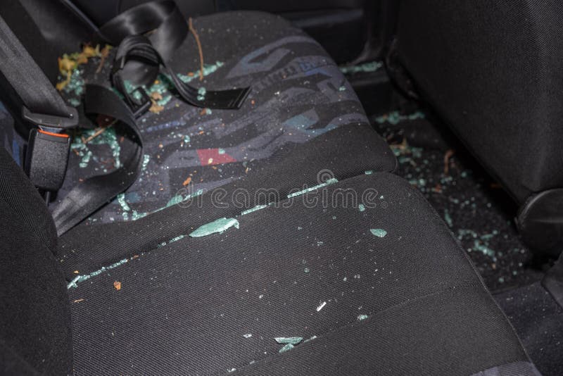 Damaged Car Showing Broken Glass in the Interior Stock Photo - Image of ...