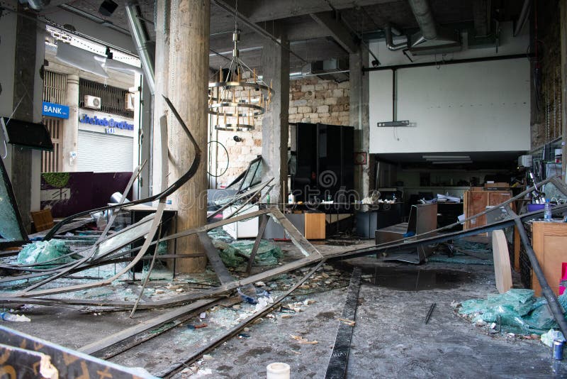 Destroyed Office Building Interior Editorial Stock Image - Image of ...