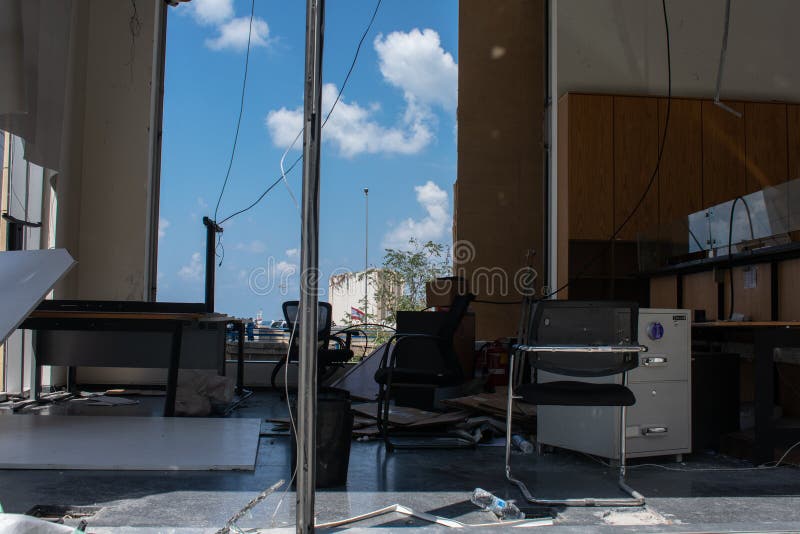 Destroyed Office Building Interior Editorial Image - Image of chair ...