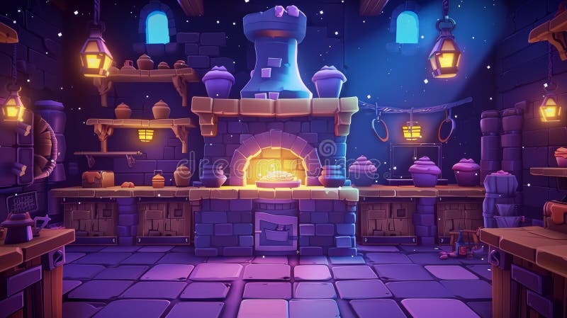 The Interior of a Dark Bake House at Night, with an Empty Bakery Stock ...