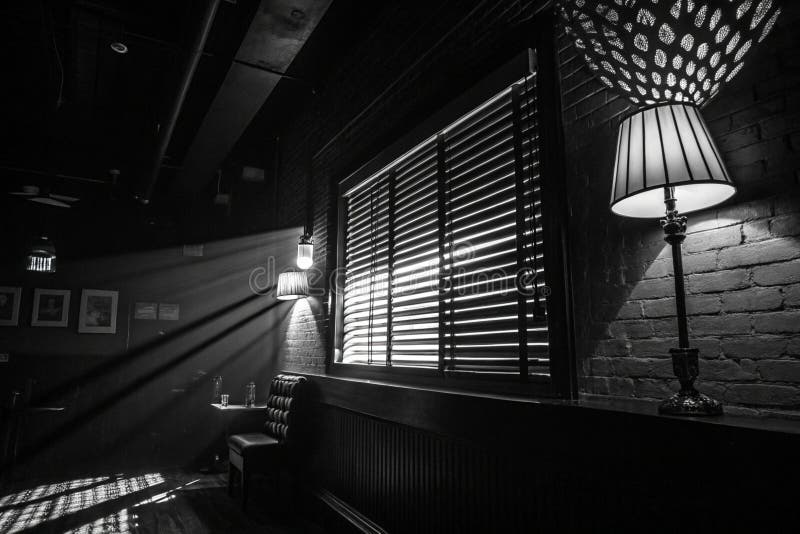 Interior of Dark Room with Shadow and Light Rays Stock Illustration ...