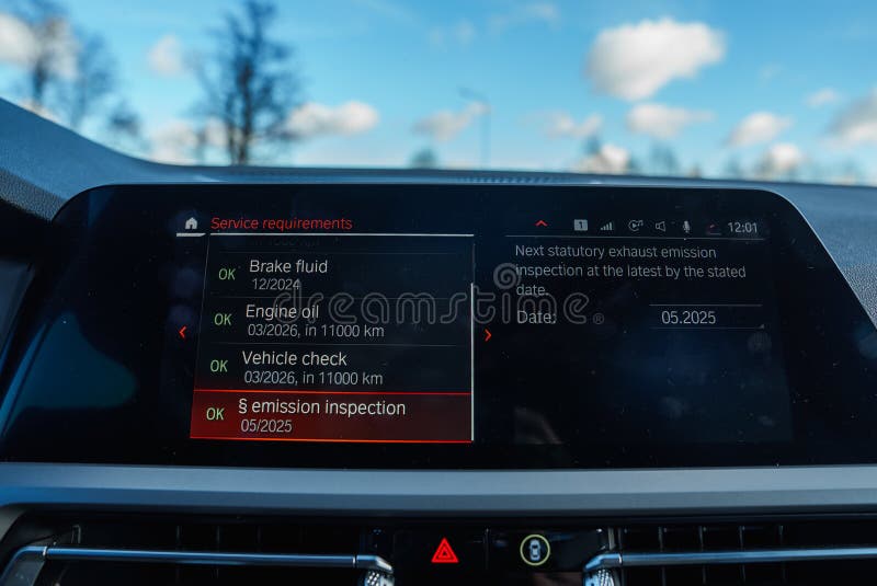 Interior Dashboard Display of BMW Vehicle with Service Details Stock ...