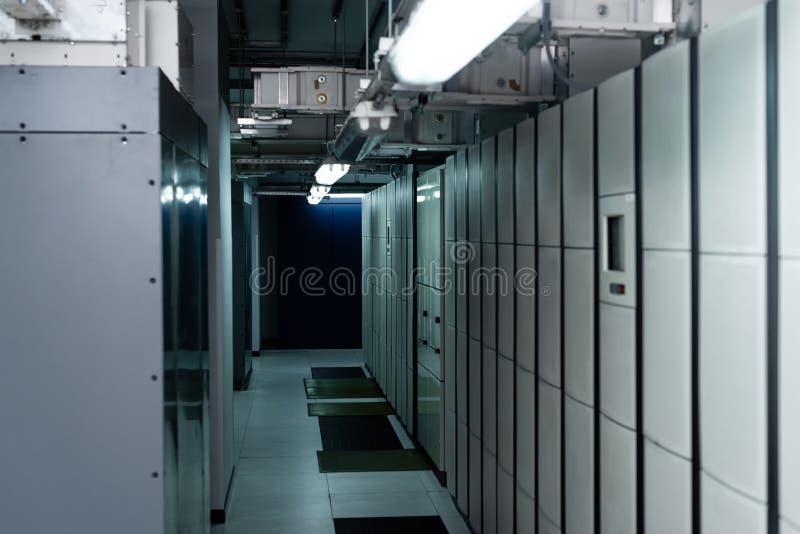 Interior of Data Center with Closed Stock Photo - Image of equipment ...