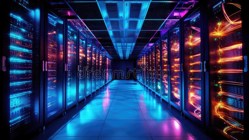 Interior data center light stock illustration. Illustration of ...