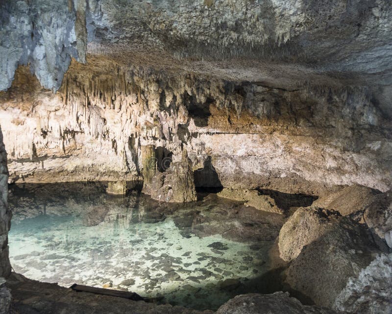 Interior De La Cueva De Cenote Imagen de archivo - Imagen de paisaje ...