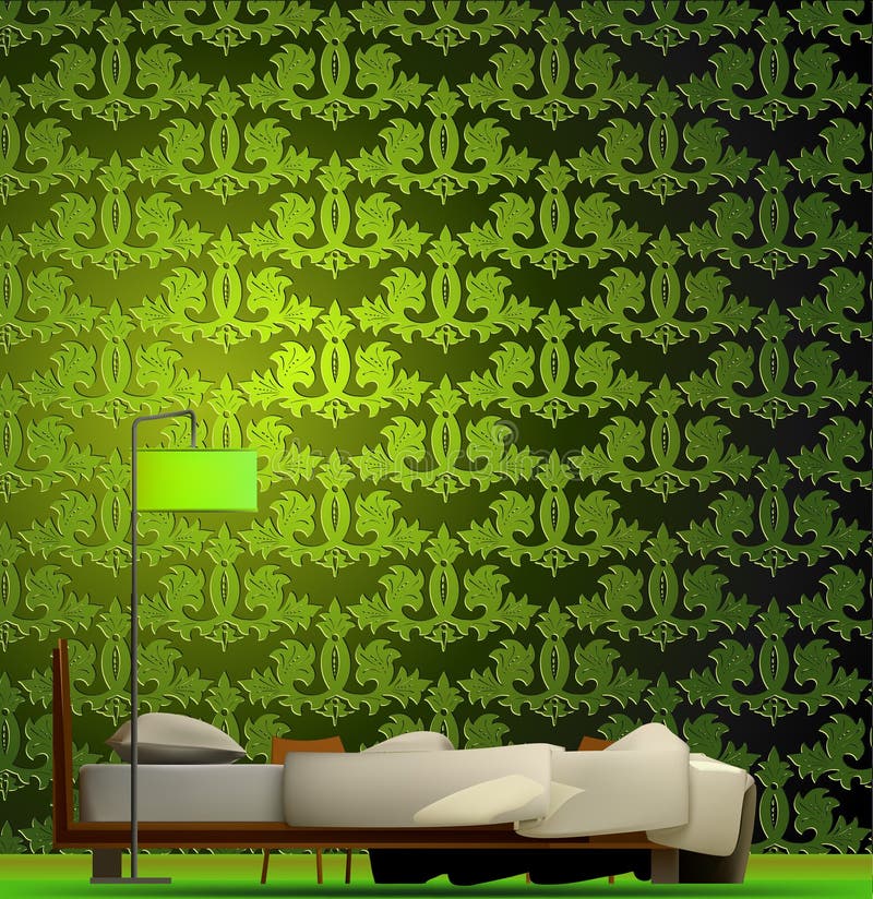 Interior De Un Cuarto En Estilo Verde Vector Ilustración del Vector ...