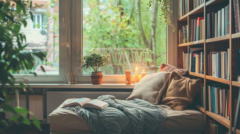 Interior Decor Arrangement Creating a Cozy Reading Nook Stock ...