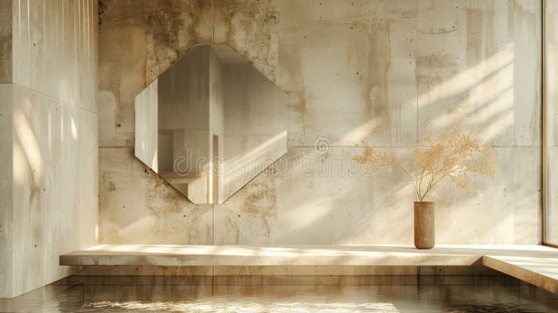 Interior Decor Reflection, a Shiny Silver Hexagon Mirror Reflects ...