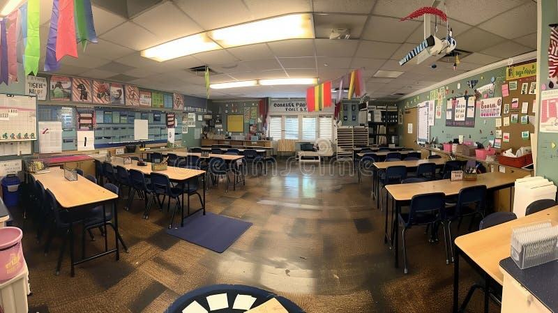 Decorated Classrooms with Educational Posters and Materials Stock Image ...