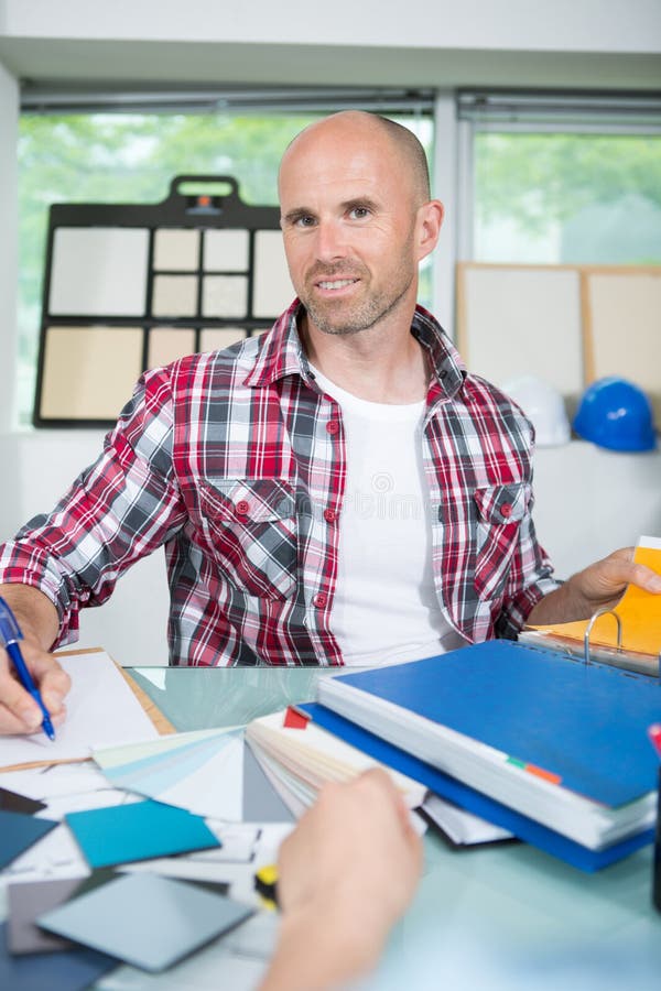 Interior Decorating Expert Smiling at Office Stock Image - Image of ...