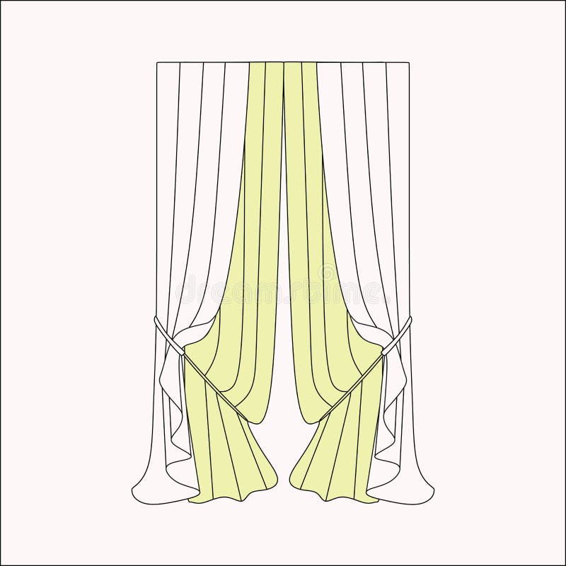 Interior Decoration. Curtains. Curtains Interior Design Sketch. Stock ...