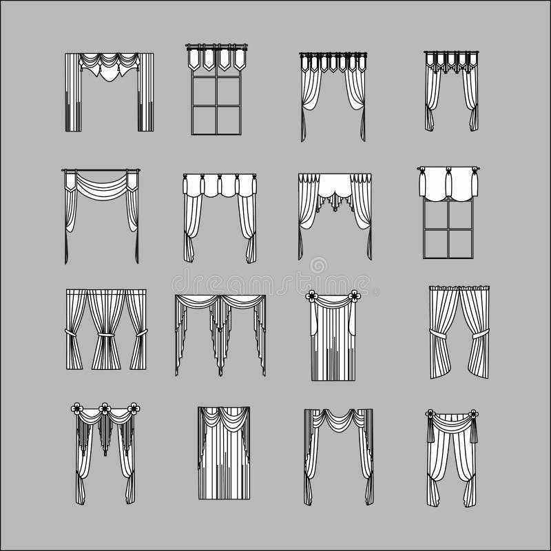 Interior Decoration. Curtains. Curtains Interior Design Sketch. Stock ...
