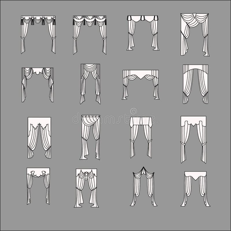 Interior Decoration. Curtains. Curtains Interior Design Sketch. Stock ...