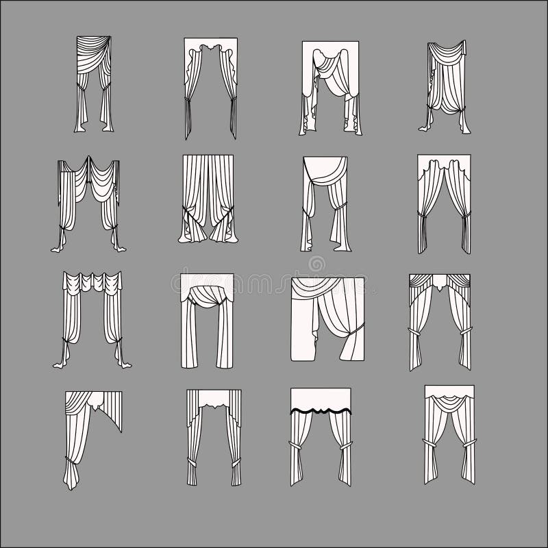 Interior Decoration. Curtains. Curtains Interior Design Sketch. Stock ...