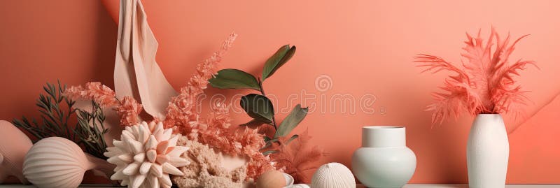 Interior Decoration with a Feeling of Tranquility. Pink Background ...