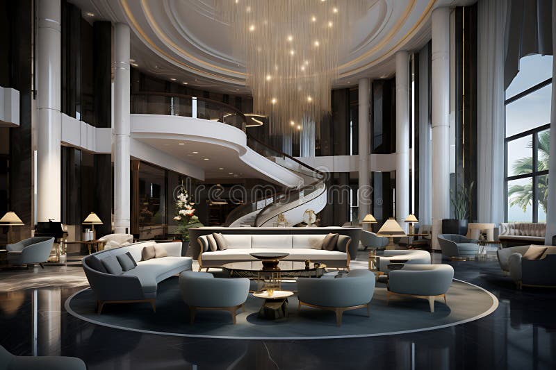 Interior Decoration Luxurious Hotel Hall Stock Illustration ...