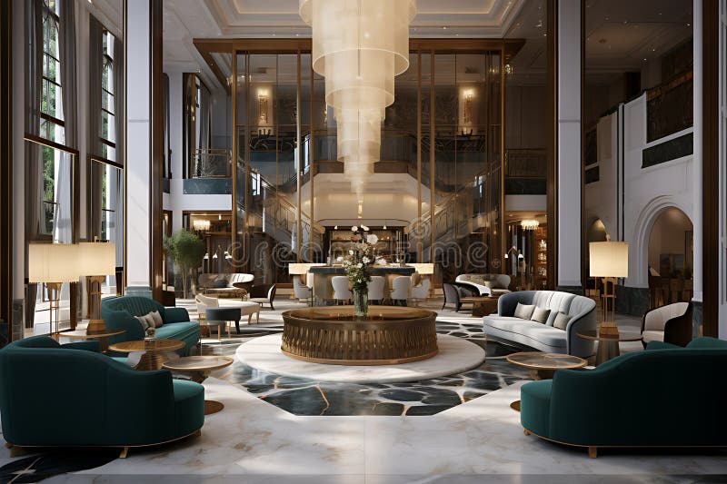 Interior Decoration Luxurious Hotel Hall Stock Illustration ...
