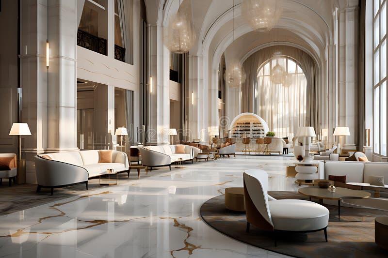 Interior Decoration Luxurious Hotel Hall Stock Illustration ...