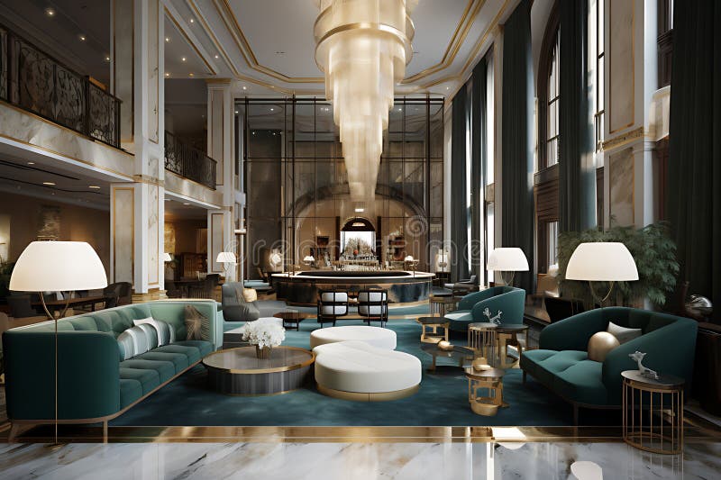 Interior Decoration Luxurious Hotel Hall Stock Illustration ...
