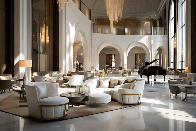 Interior Decoration Luxurious Hotel Hall Stock Illustration ...