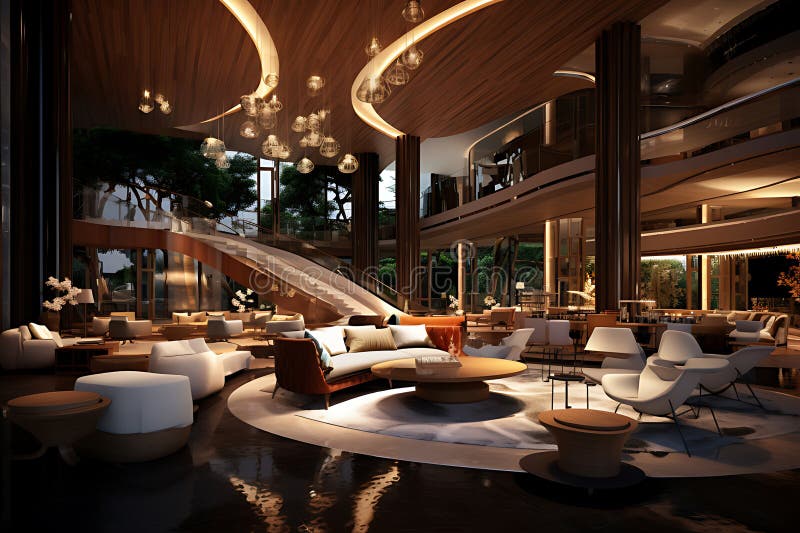 Interior Decoration Luxurious Hotel Hall Stock Illustration ...