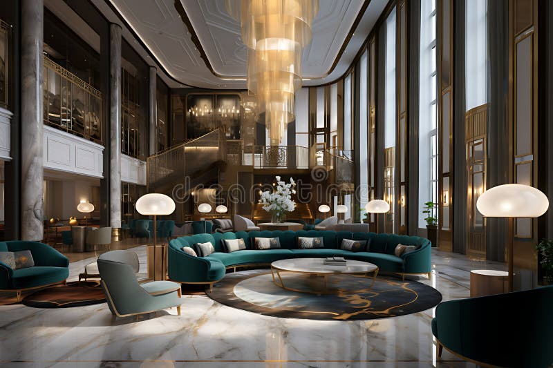 Interior Decoration Luxurious Hotel Hall Stock Illustration ...