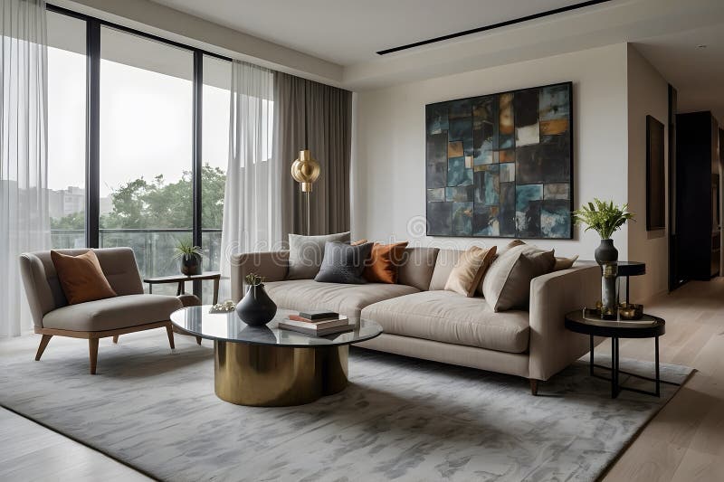 Interior Decoration of a Modern Living Room Stock Image - Image of ...