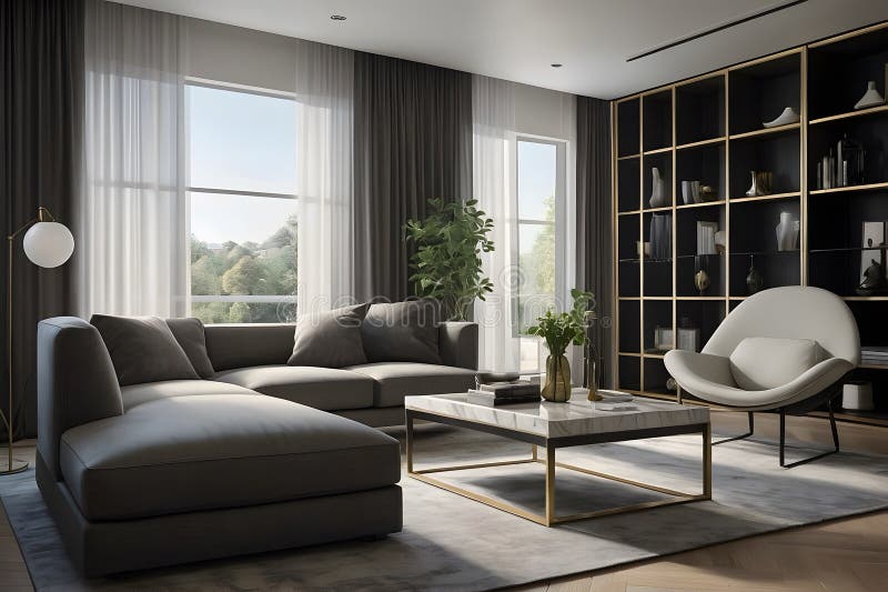 Interior Decoration of a Modern Living Room Stock Image - Image of ...